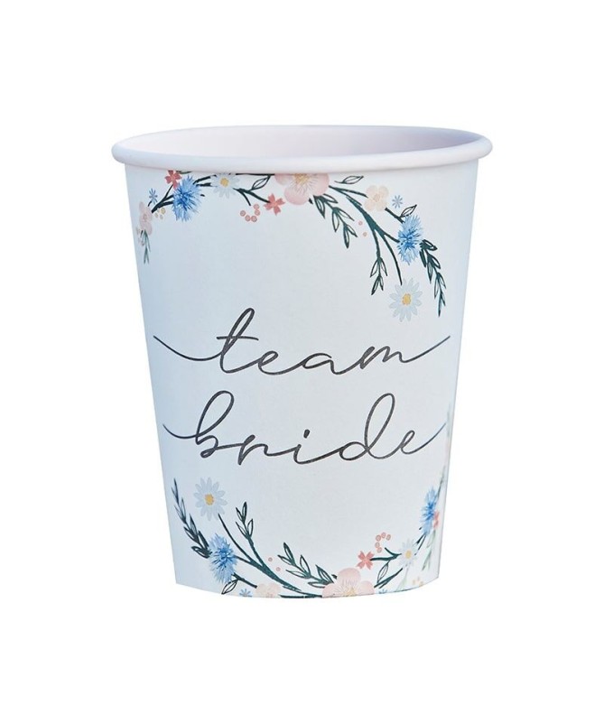 Gobelets EVJF "Team Bride" Boho Fleuries