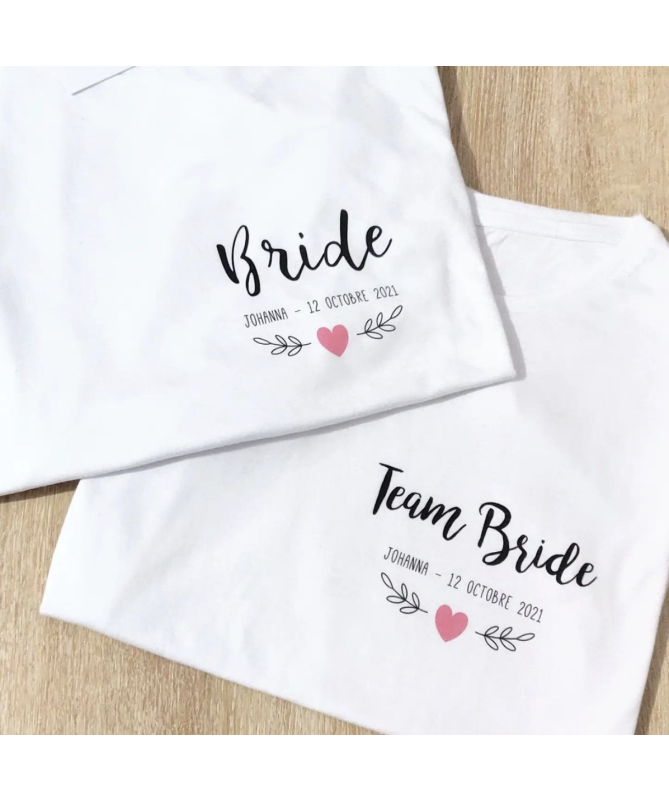 T-Shirt EVJF "Bride" et "Team Bride" à personnaliser - Future mariée et ...