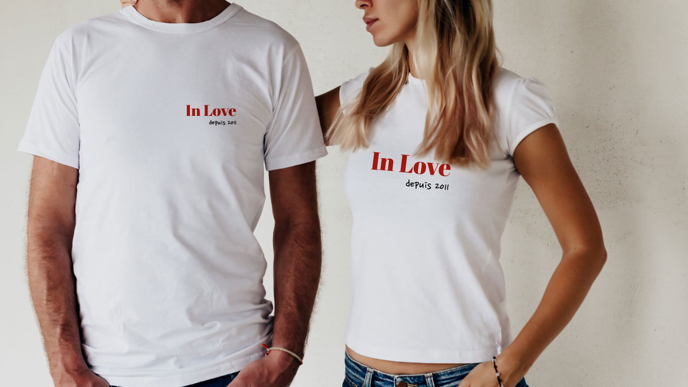 Le t-shirt personnalisé "In love depuis" pour une St-Valentin inoubliable